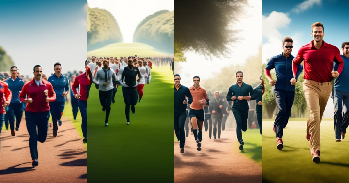 Lexica - Background full of men and women chasing a person, front view ...