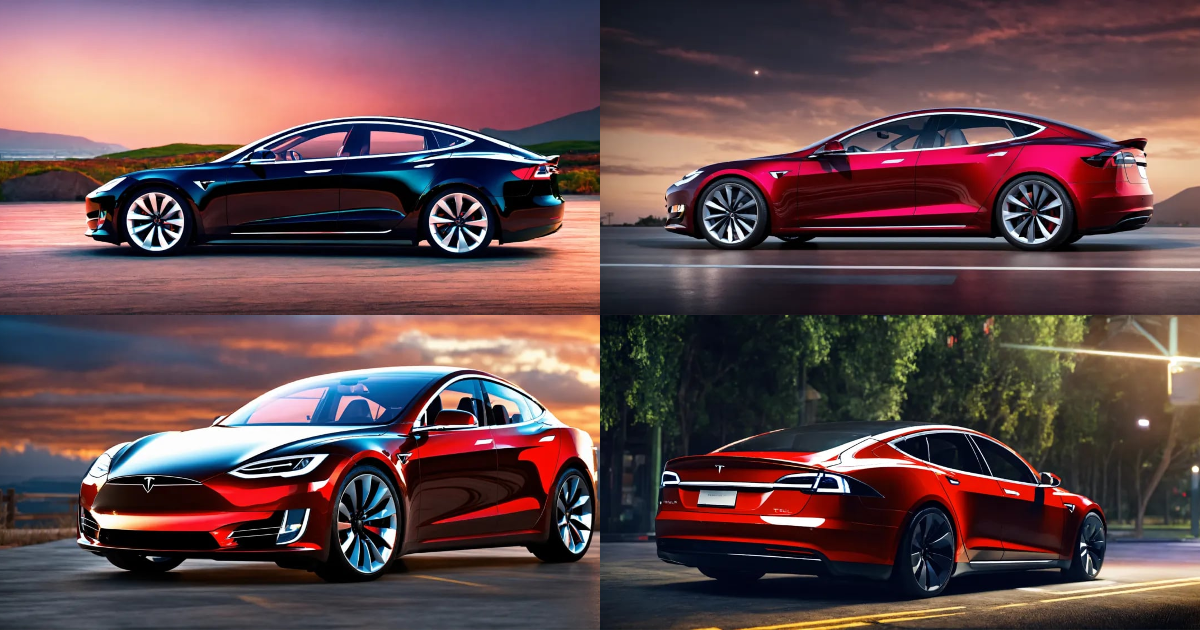 Lexica - Tesla, side view, whole car, 4k, 3d render