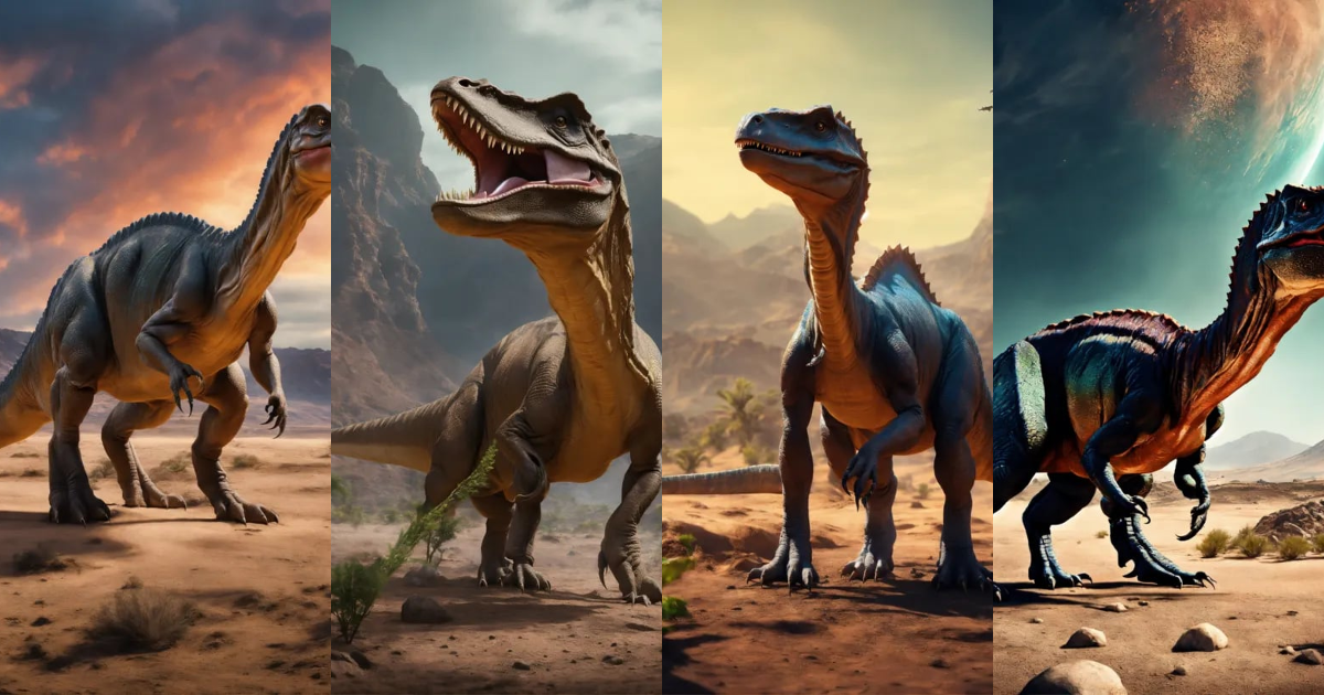 Lexica - Hyper realistic photography of a dinosaur in an alien planet