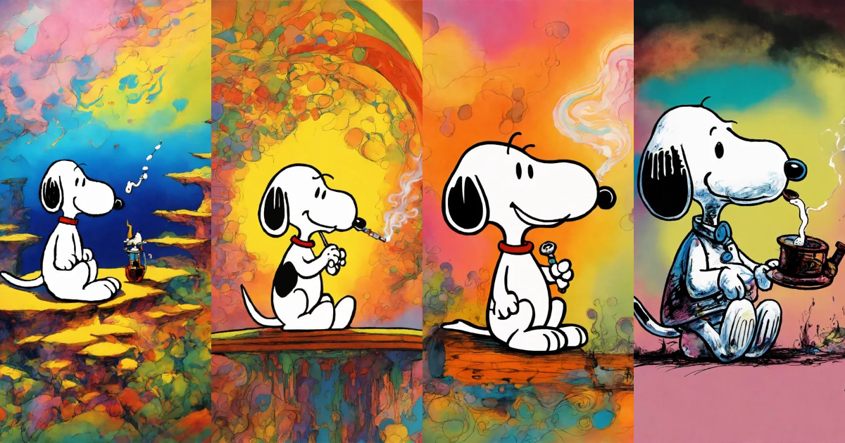 Lexica - Snoopy smoking a pipe, abstract, psychedelic,, dream dimension ...