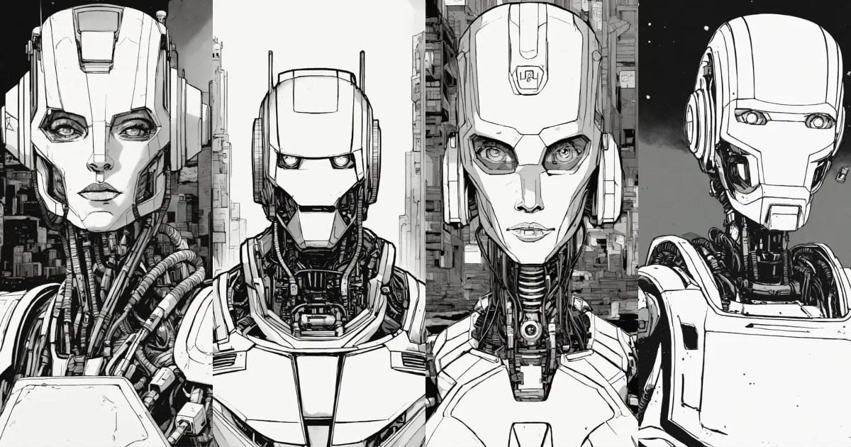 Lexica - A comic book panel about robots taking over the world, simple ...