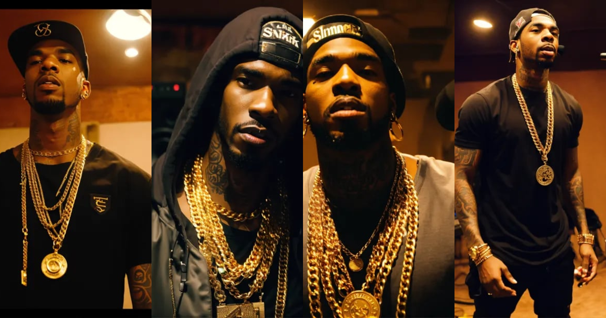 Lexica - Full body shot of rapper "Slim Dunkin" rapping in a recording ...