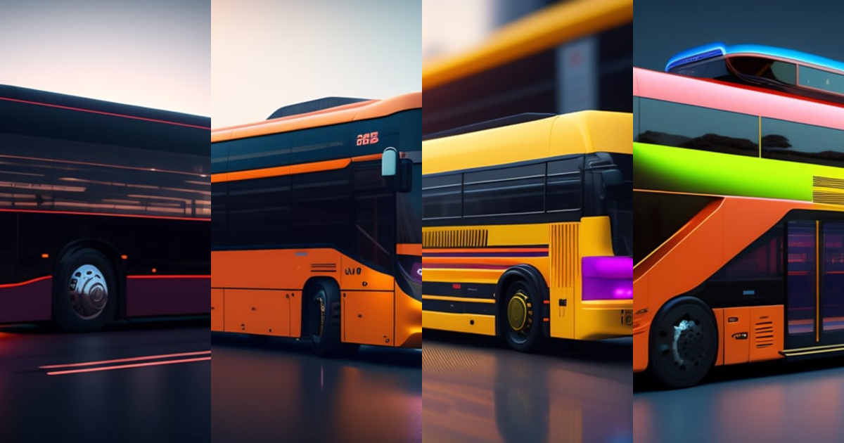 Lexica - Bus, cyberpunk, c4d render, product photography,