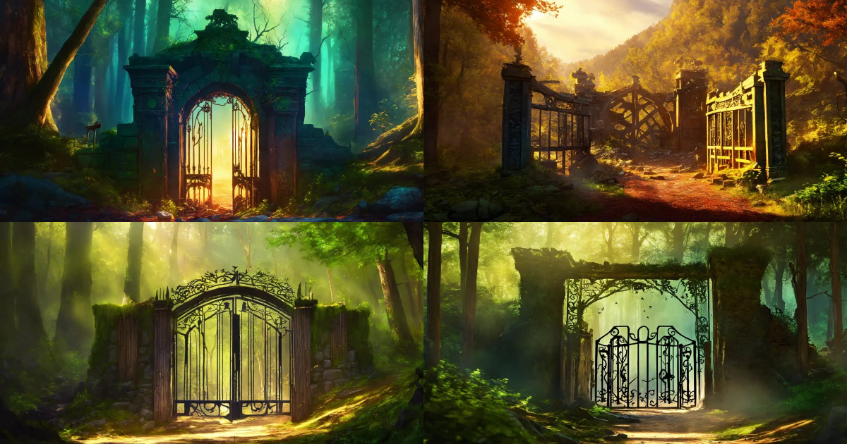 Lexica - Fantasy ransacked palisade gate with structural damage in a ...