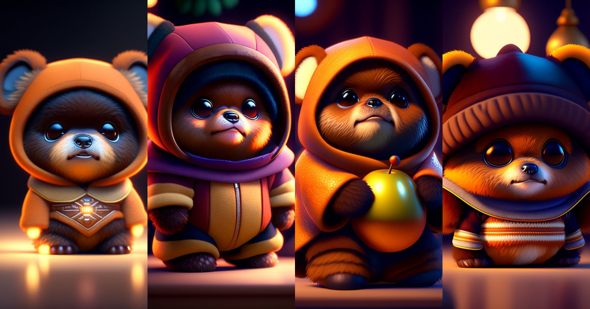 Lexica - Cute and adorable baby ewok, unreal engine, cozy interior ...