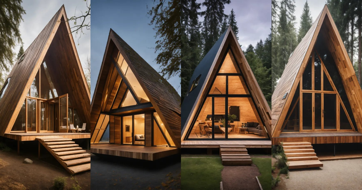 Lexica - A small futuristic house made of multiple wooden triangles