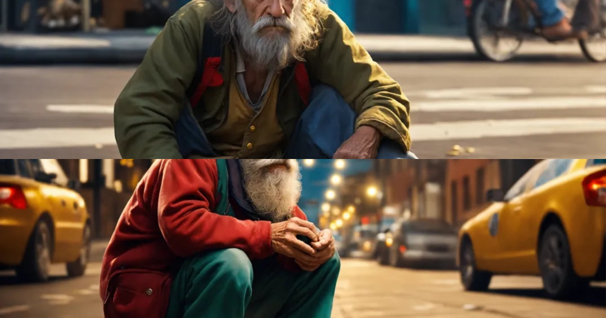 Lexica - An old, homeless man looking like Super Mario sitting on the ...