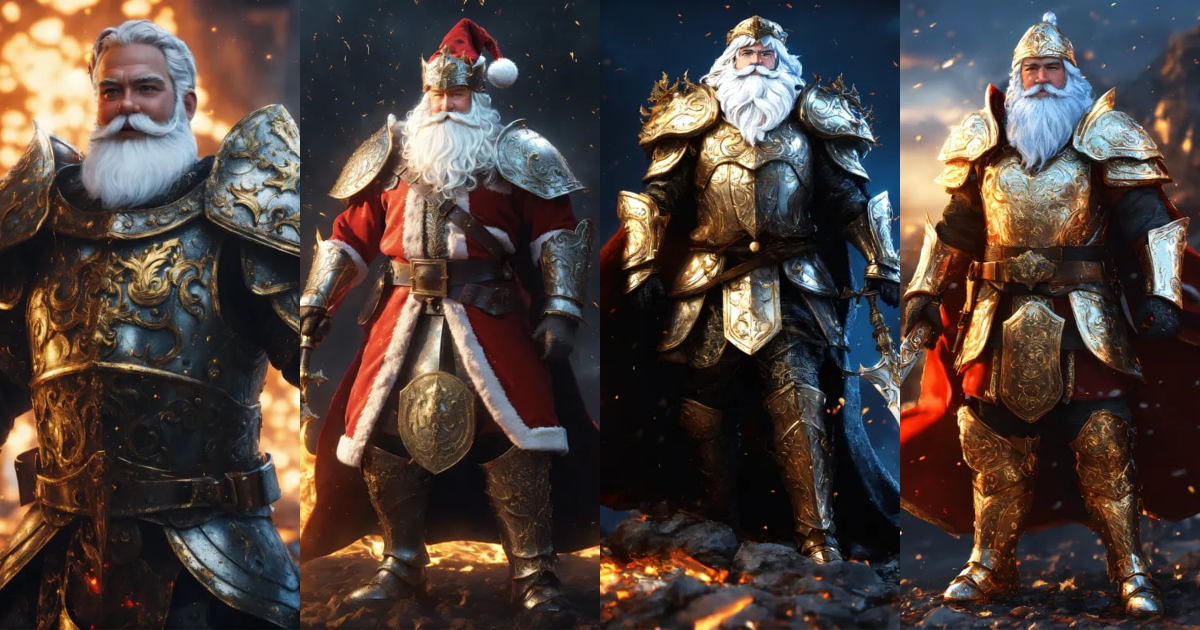 Lexica - ((Santa Claus in armor)), Full Body, Detailed Fearless ...