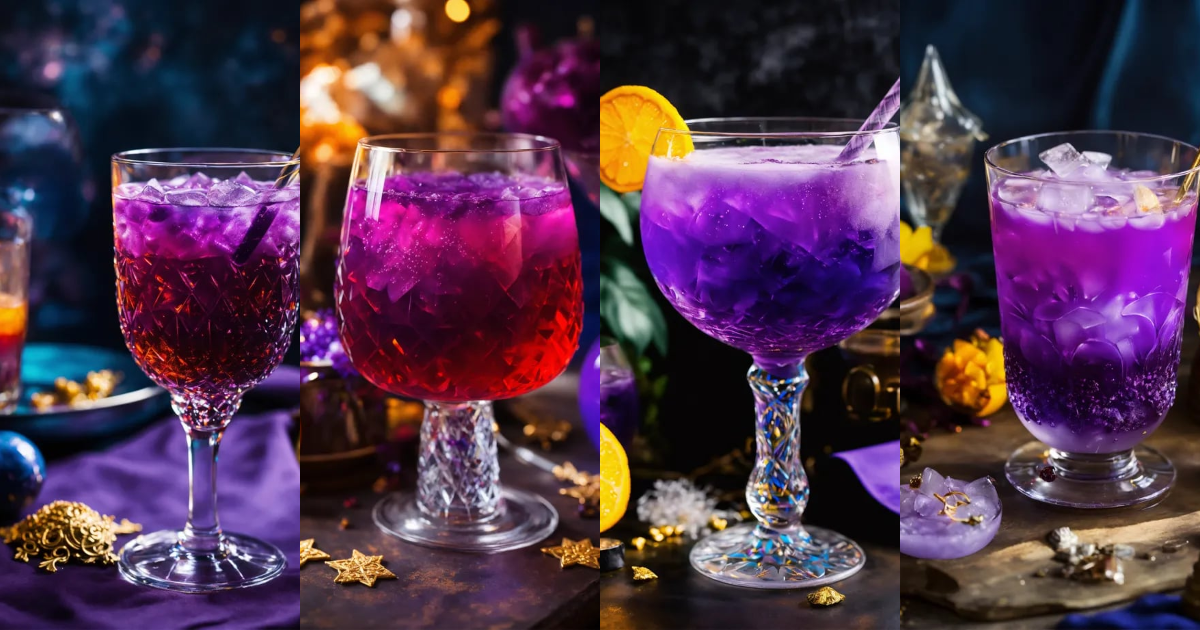 Lexica - Clear vibrant purple wizard drink in standard glassware ...