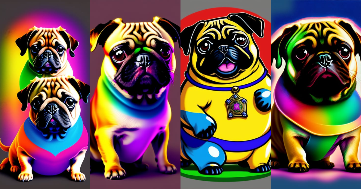 Lexica - Colourful t-shirt of a cute pug playing Dungeon n Dragons, cartoon