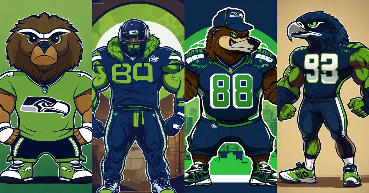 Lexica - Hip hop art style Seattle Seahawks mascot full body