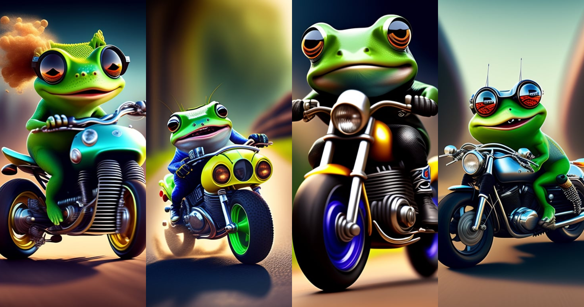 Lexica - Crazy frog, on one wheel, motorcycle, dead