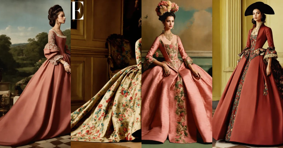 Lexica - Modelo,com vestido de época, 1750, na capa da revista vogue