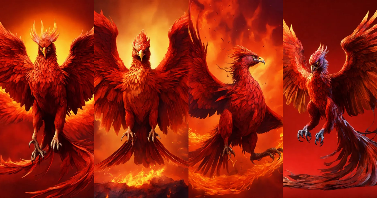 Lexica - Angry phoenix; full body; ultra-realistic; solid vibrant red ...