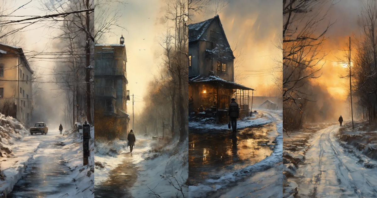 Lexica - The scene in Tarkovsky movie Stalker, winter, Ink, trending on ...