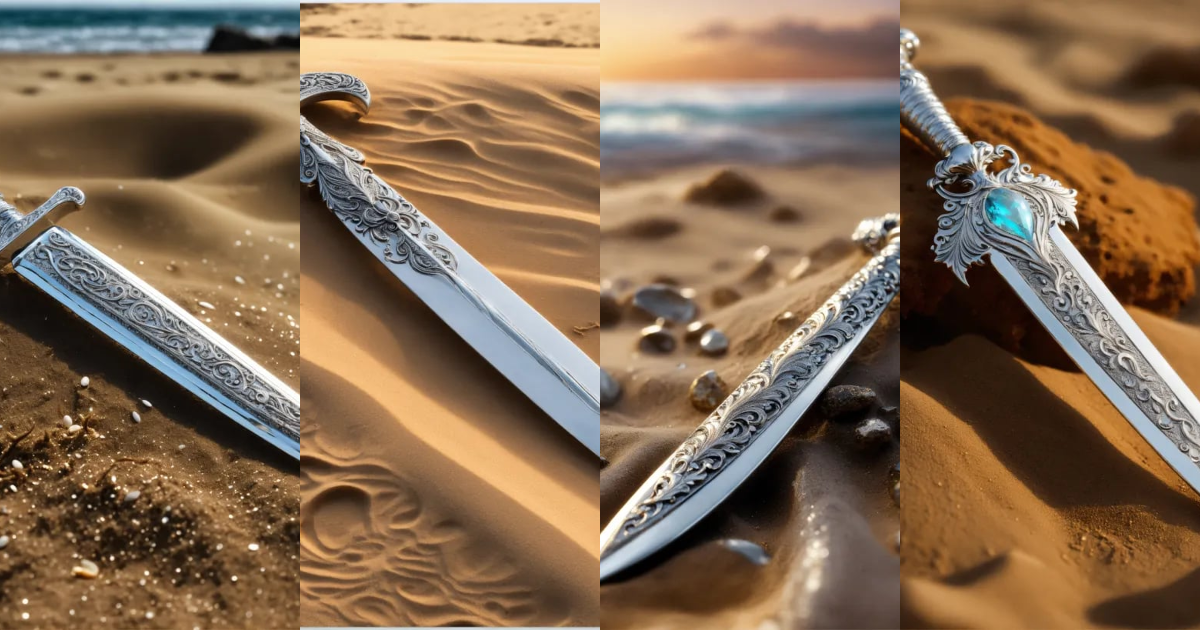 Lexica - 8k, picture of a narrow and delicate wavy dagger made of lunar ...
