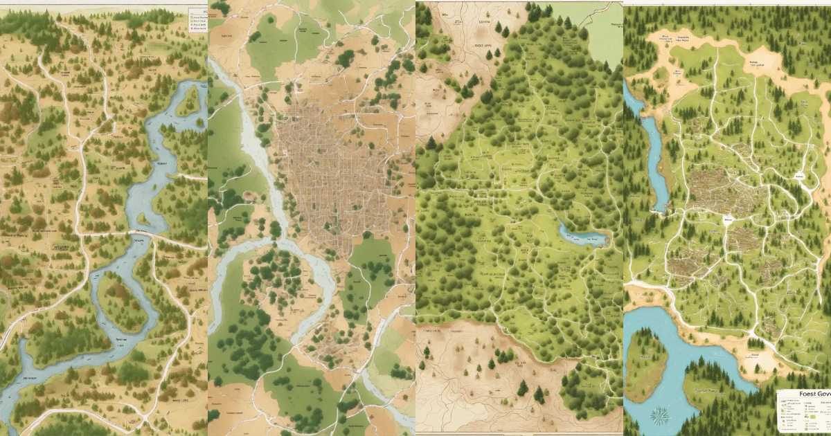 Lexica - Maximum detailed 2D hand drawn forest grove map, light colors ...