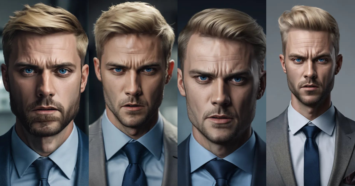 Lexica - A realistic photo of scary 35 years old man with deep blue ...