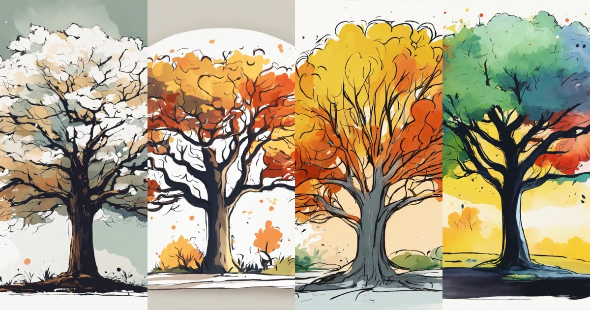 Lexica - Simple cartoon tree fading into white, white background ...