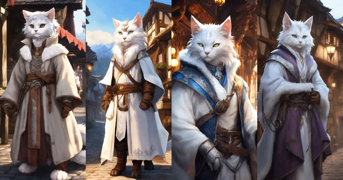Lexica - Sorcerer Humanoid Cat Furry, White Fur, Silver Dragon Heritage ...