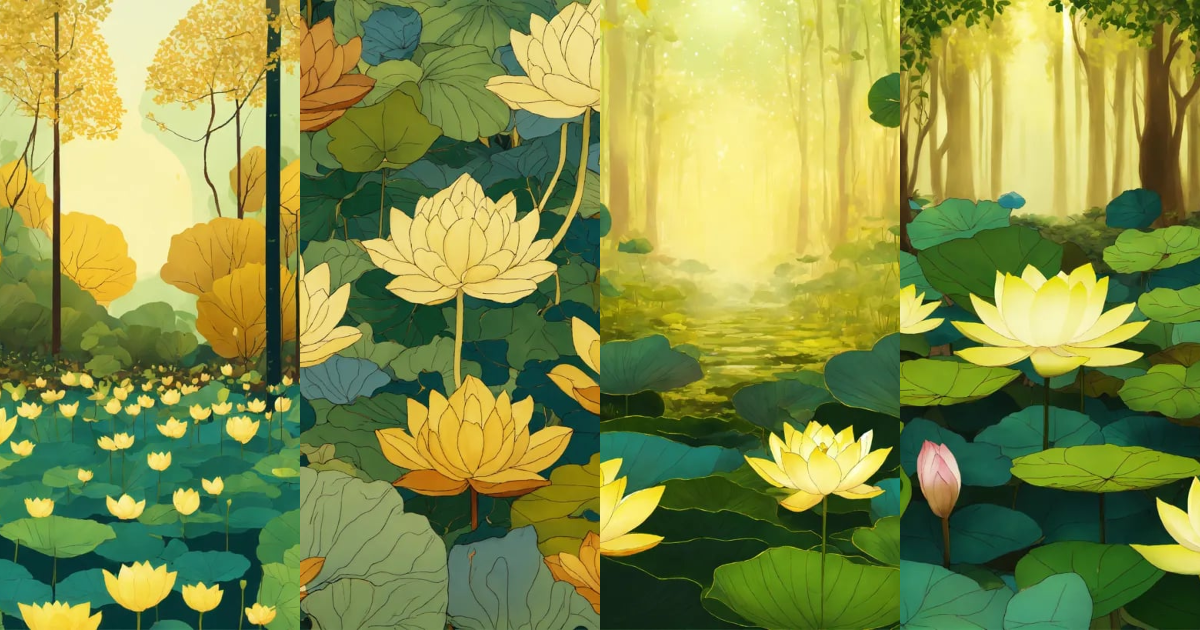 Lexica - A forest of zen with green vines with green heart shaped ...