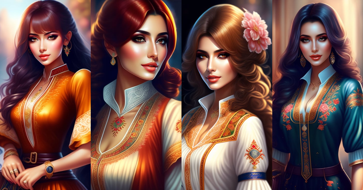 Lexica - Beautiful turkish woman in embroidered shirt, anime