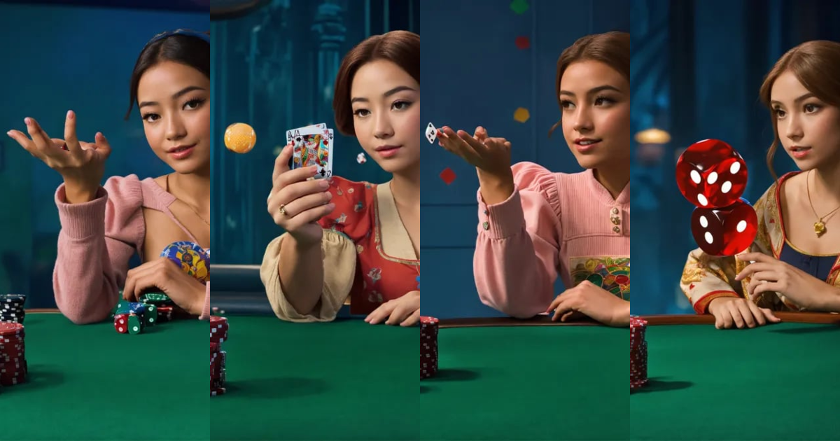 Lexica - A DISNEY studio , girl play poker throw dice to front view