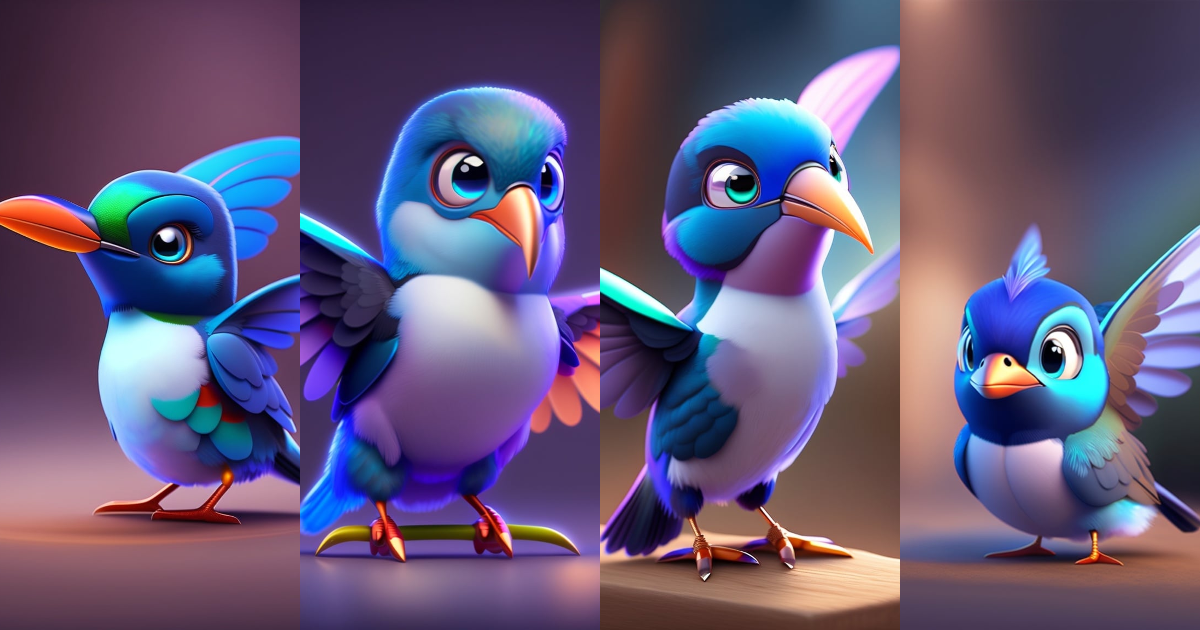 Lexica - Pixar style, blue cartoon hummingbird mascot with adorable ...