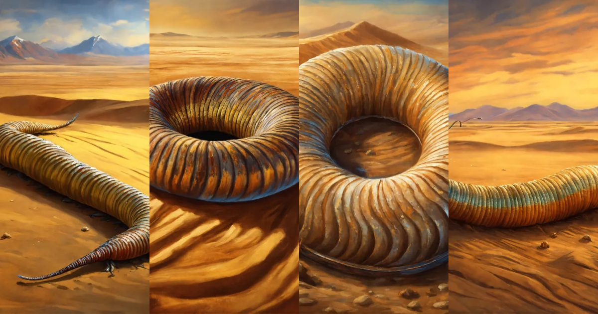 Lexica - Concept art of a Mongolian sand blind segmented worm, oil ...