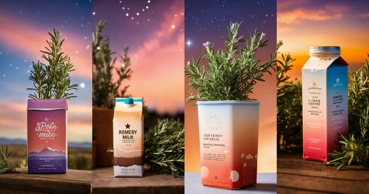 Lexica - A photo of a gradient coffee milk carton with rosemary sprigs ...