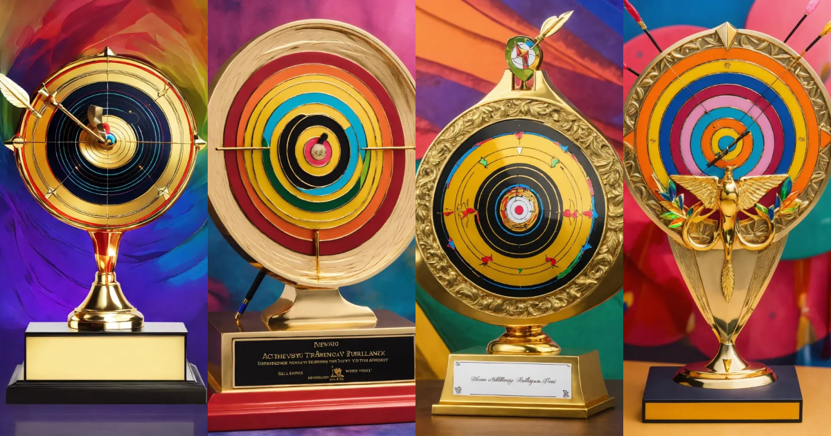 Lexica - Design a shiny gold archery trophy that features a bullseye ...
