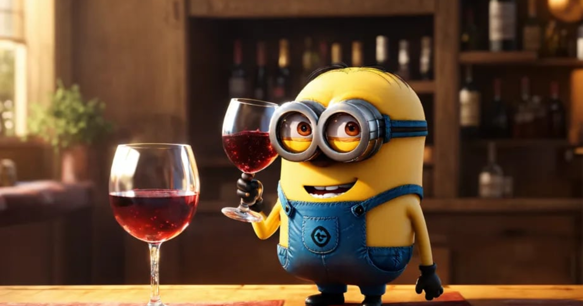 Lexica - Cute and happy minion drinking wine, unreal engine render, 8k