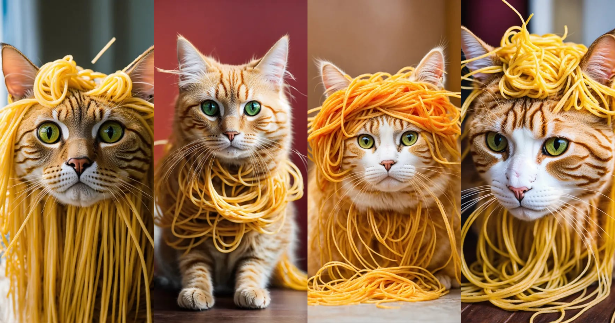 Lexica - Cat with spaghetti hair