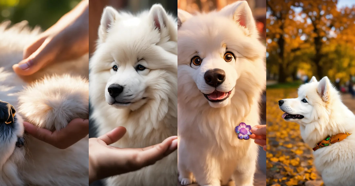 Lexica - A Samoyed dog paw touching the human hand, inspired by Disney ...