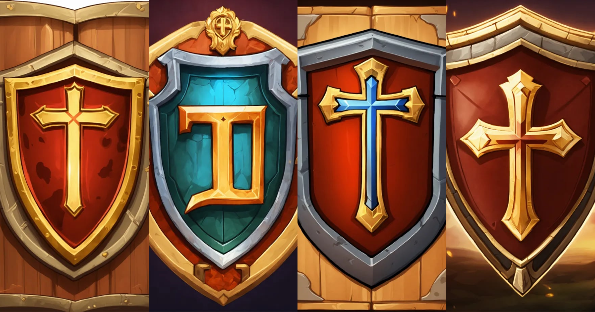 Lexica - Battle shield game icon, bible style, 2d cartoon, with letter "J" in center of shield