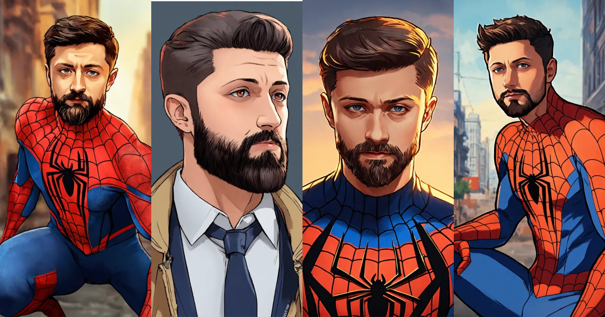 Lexica - Volodymyr Zelenskyj Spider-man anime style short with beard