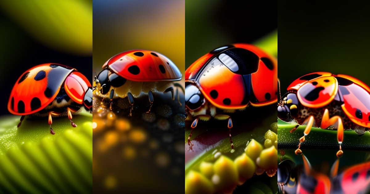 Lexica - Beautiful cute ladybug posing on a wet leave