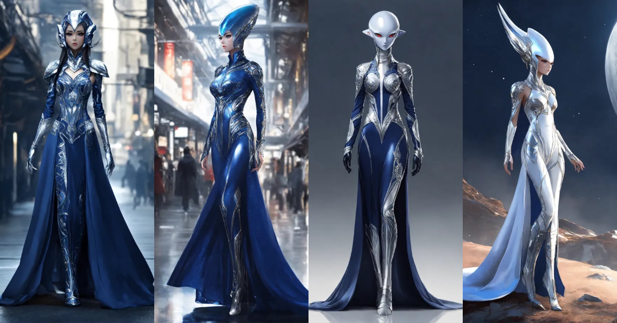 Lexica - A Alien, Alienrace female Alien_goddess beauty longdress ...