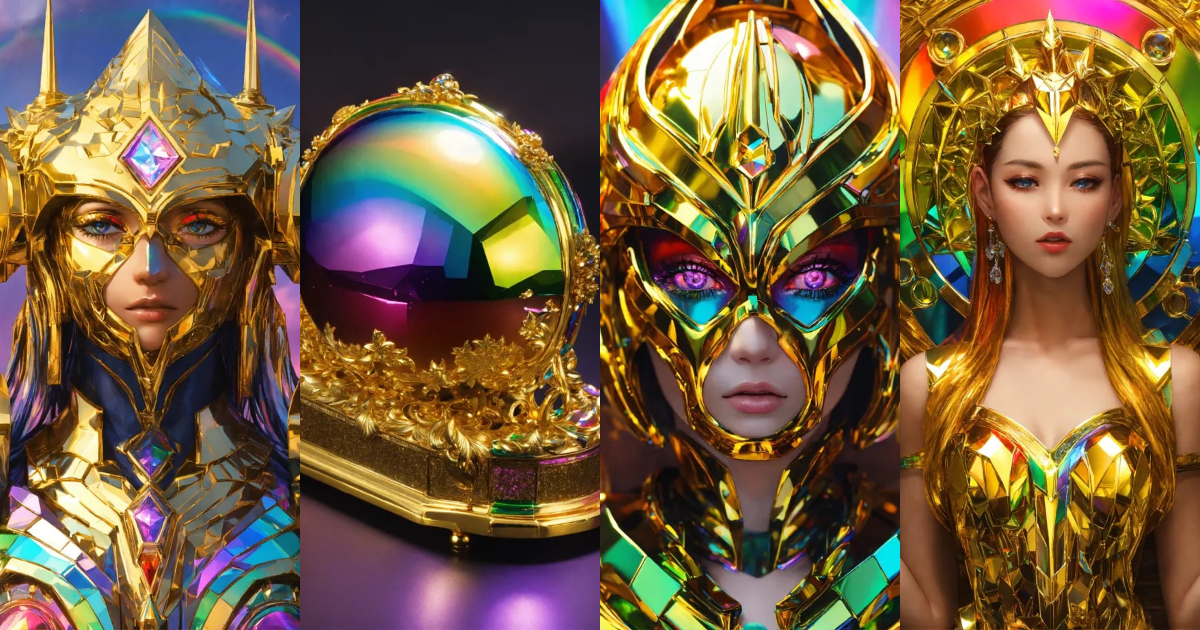 Lexica - Chrome gold god rainbow prism