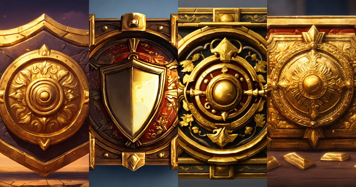 Lexica - Ancient square gold shield game icon