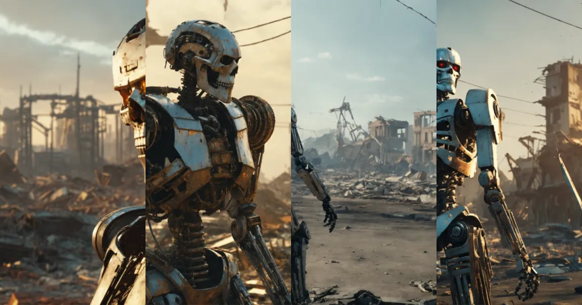 Lexica - Final Scene of a Robot Emperor from a mechanized post-disaster ...