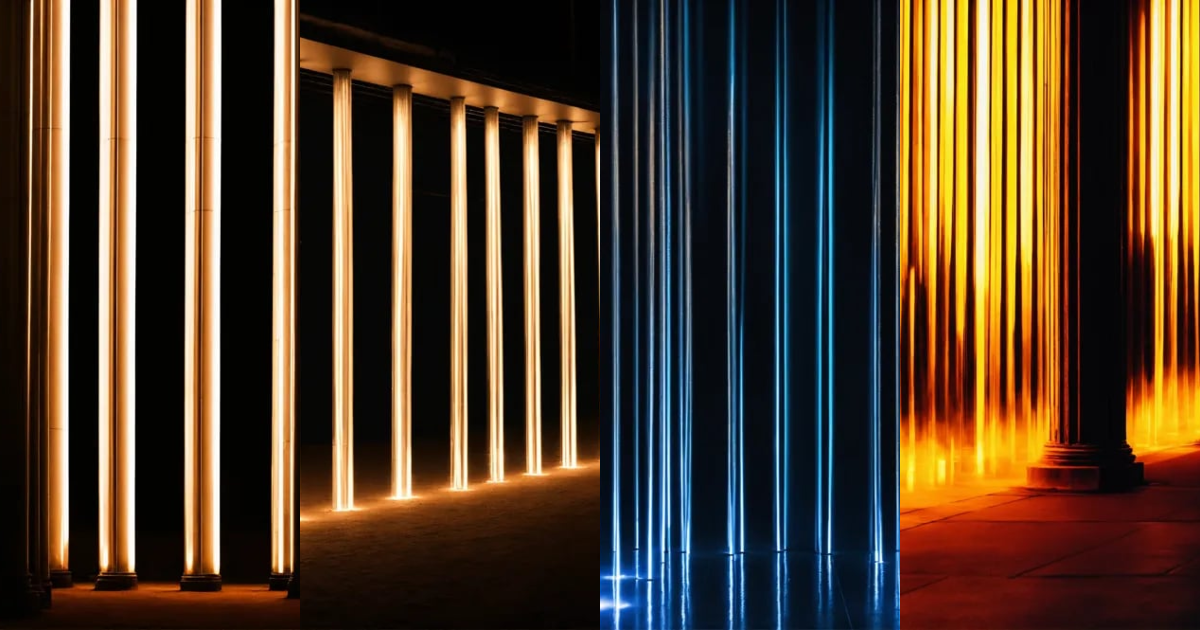 Lexica - Light columns brush on the black background overlay