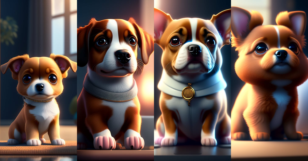 Lexica - Cute small humanoid dog sitting in front of laptop ,unreal ...