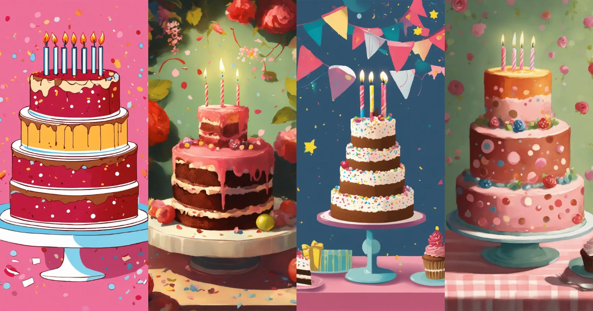 Lexica - Spot illustration, birthday cake