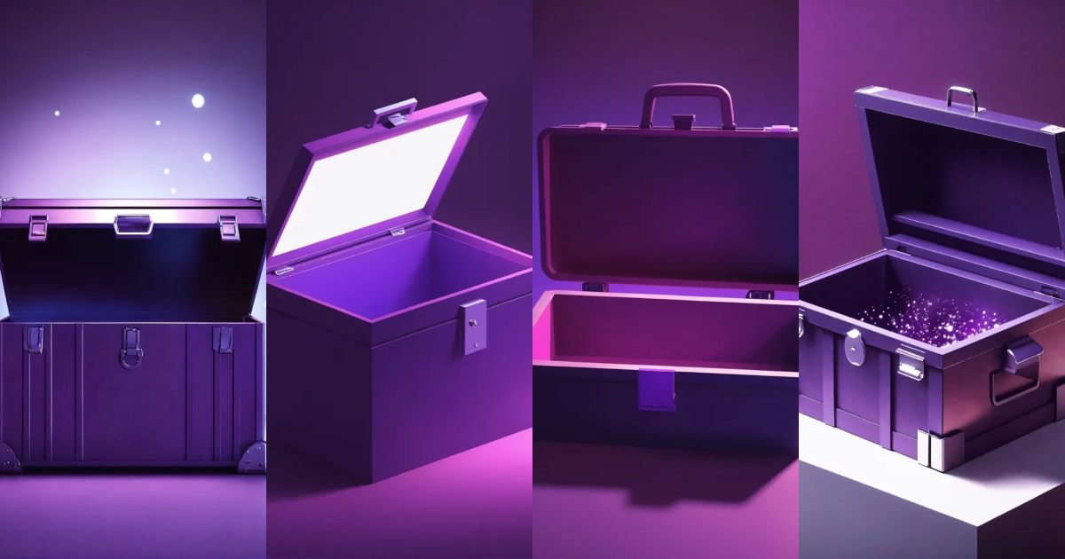 Lexica - Mysterious epic 3D minimalist illustration of opening toolbox ...