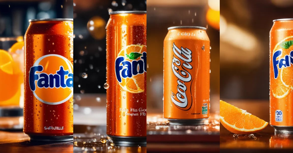Lexica - Golden rule commercial shot, a cold wet orange can of Fanta ...