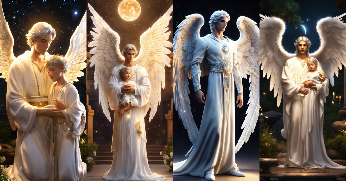 Lexica - 2 male guardian angels with detailed and luminous white angel ...