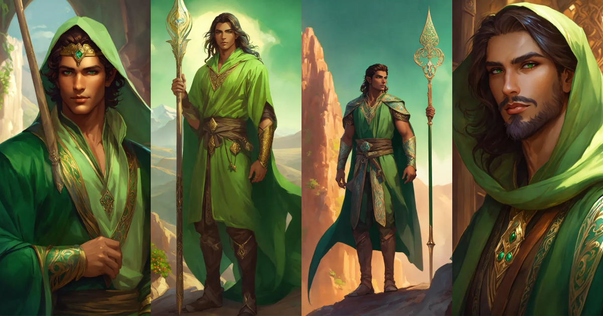 Lexica - Persian Male Elf Wizard with magical staff, high cheekbones ...
