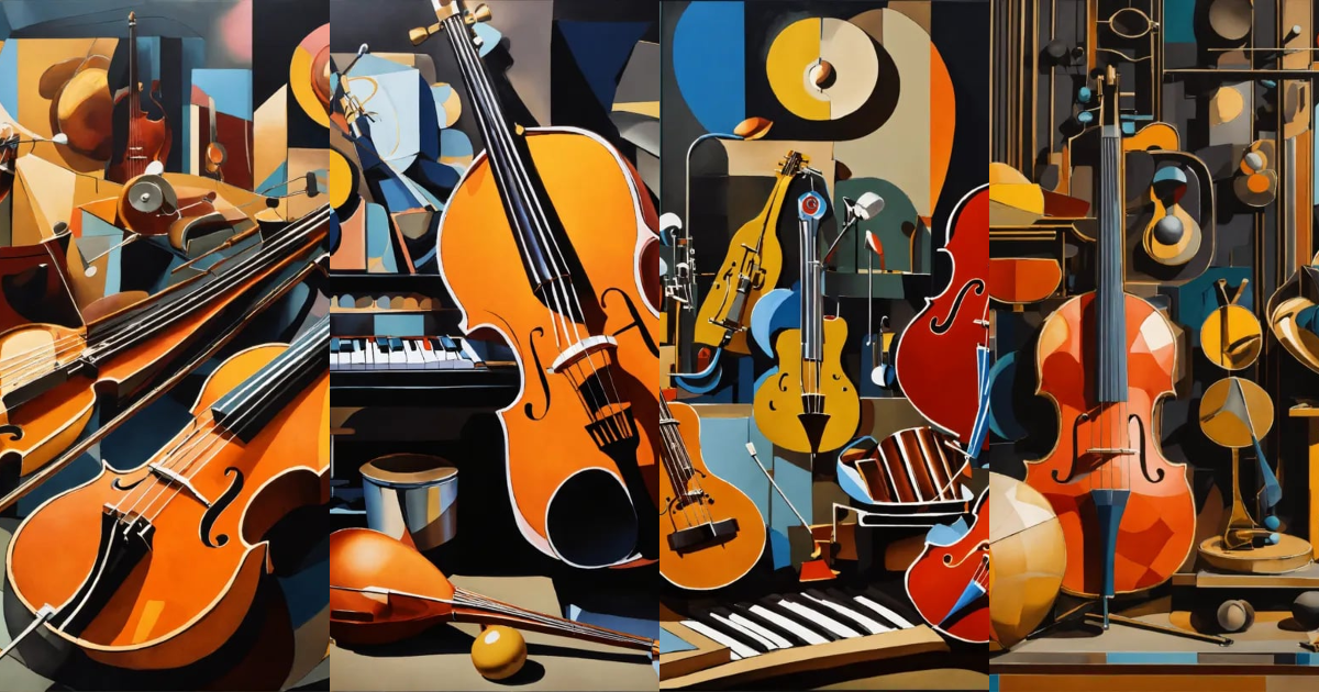 Lexica - Produce a electrifying 3D cubist-inspired painting of jazz ...