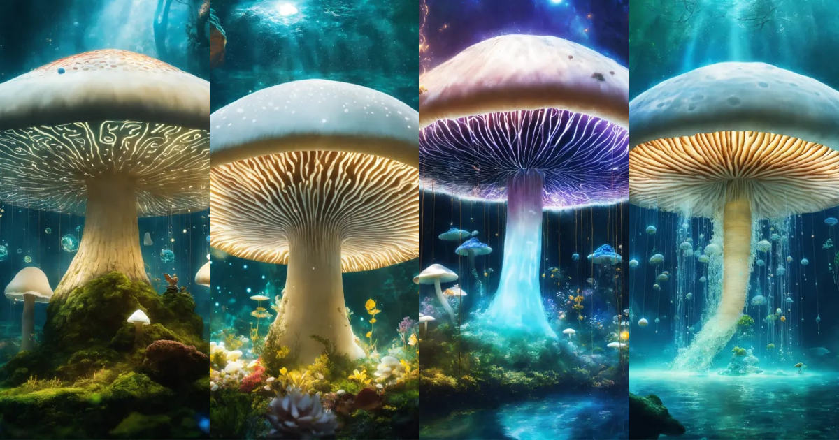 Lexica - Underwater long exposure photography, a giant white mushroom ...